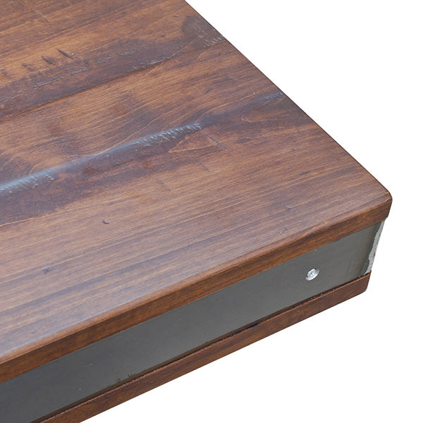 Rustic Maple Table w/ Metal Edge | Barn Furniture – Restaurant Seating